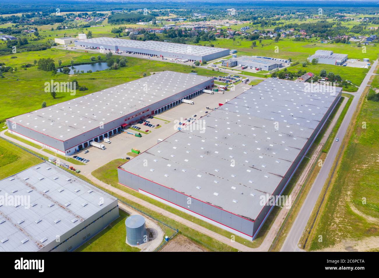 Aerial view of the distribution center, drone photography of the ...