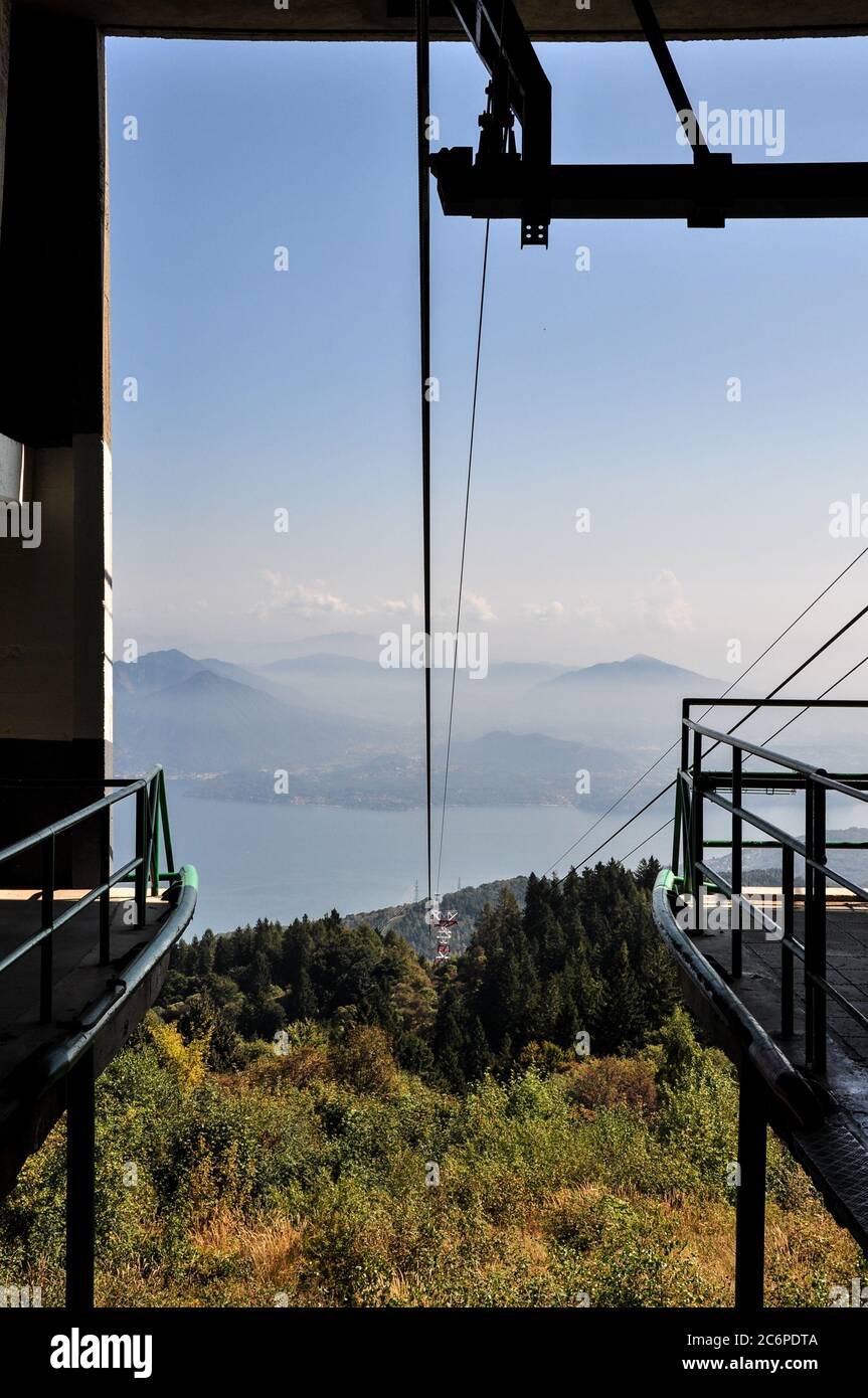 View looking down at Lake Maggiore from the departure point for the ...
