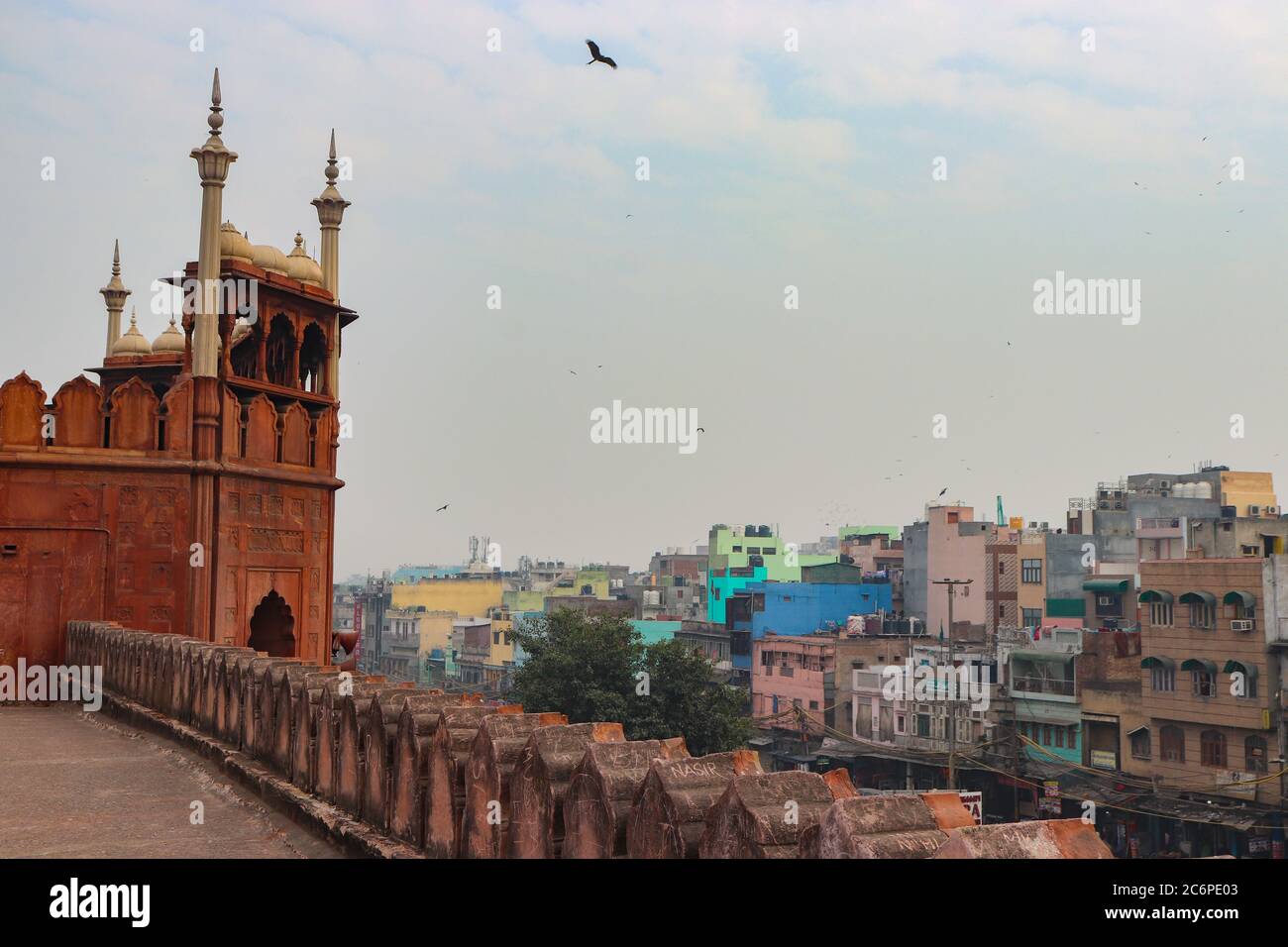 Top view of city. Old delhi from jama masjid. Crowded city. Delhi ...