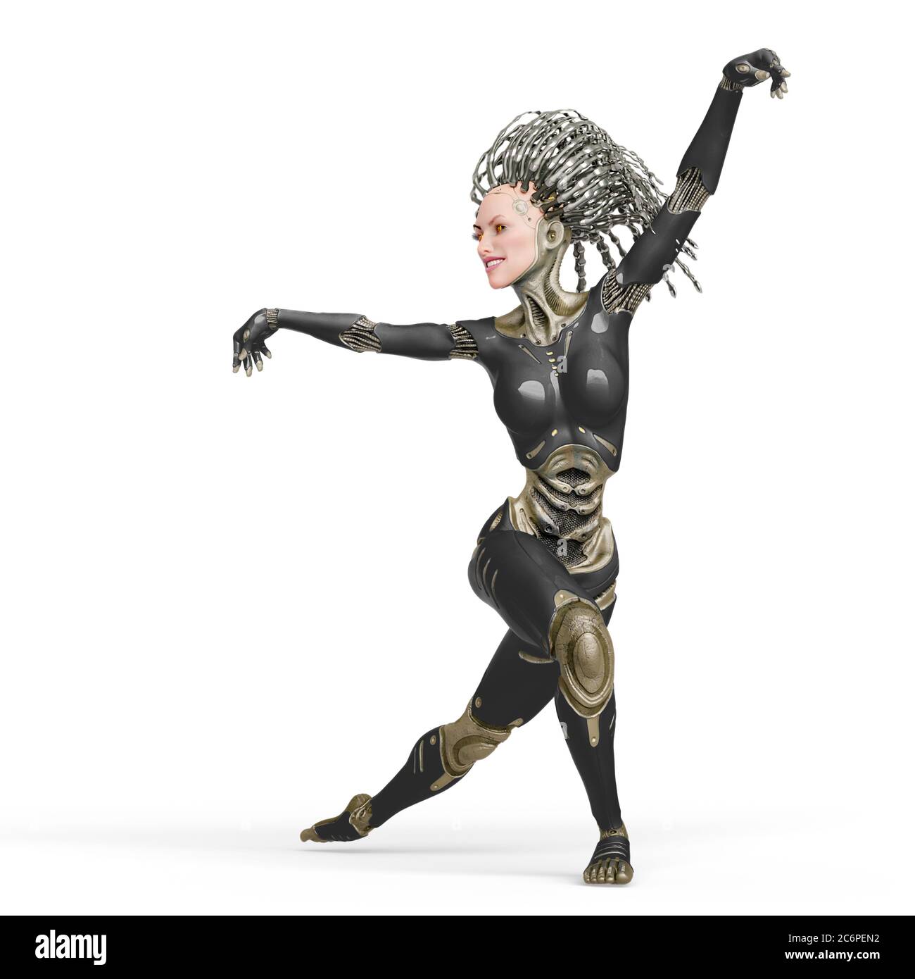 super cyborg is dancing ballet, 3d illustration Stock Photo - Alamy