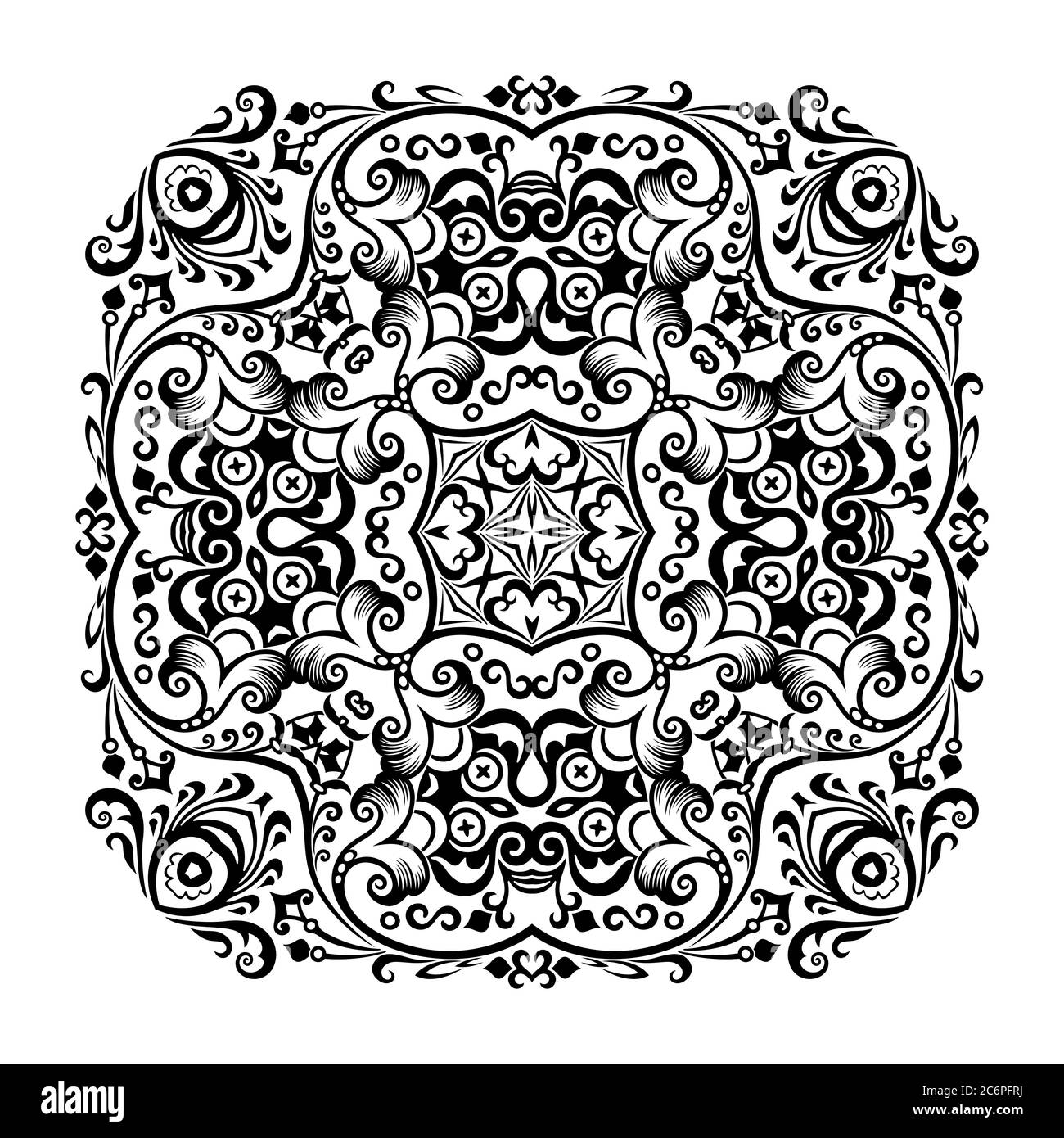 Vector black floral ethnic ornamental illustration Stock Vector Image ...