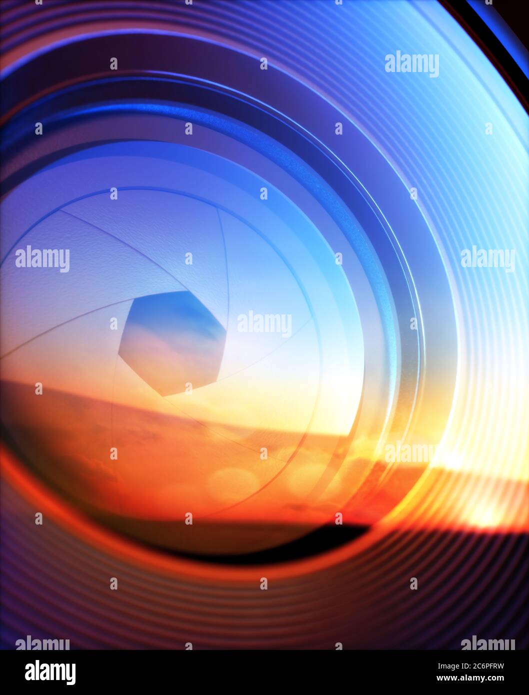 Macro photography from inside an objective lens and its details like ...