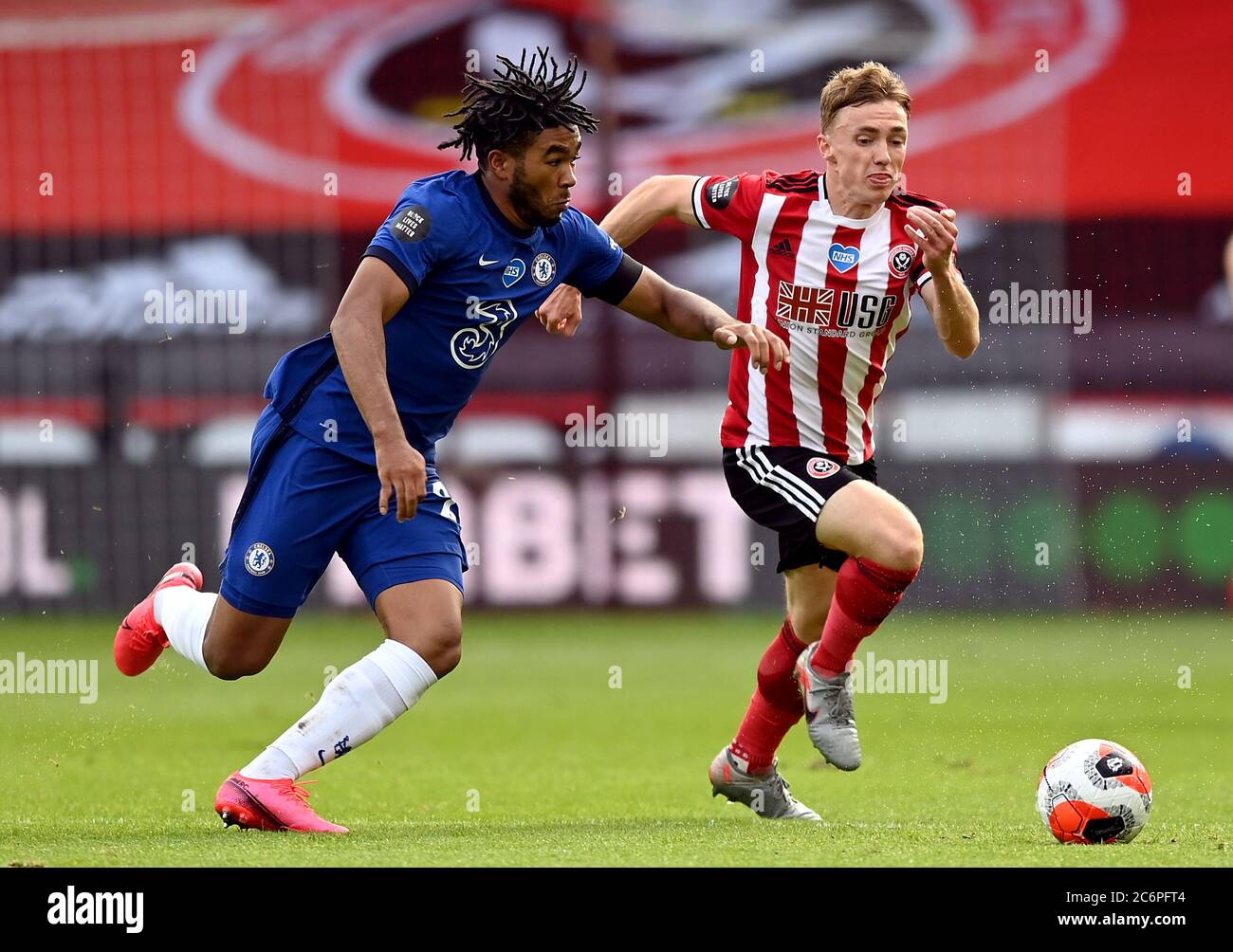 Chelsea’s Reece James (left) and Sheffield United's Ben Osborn battle ...