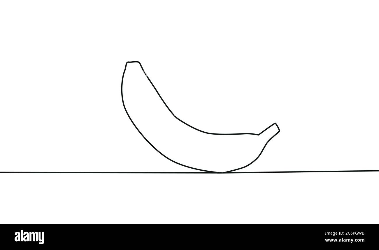 continuous single drawn one line bananas hand-drawn picture silhouette ...