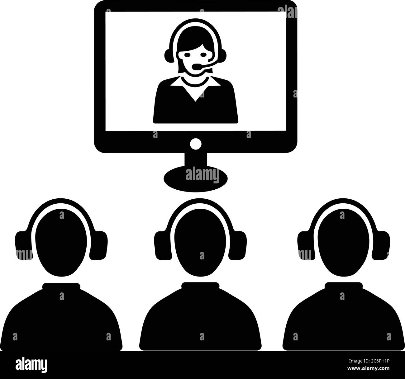 Video conference online meeting icon Black and White Stock Photos ...