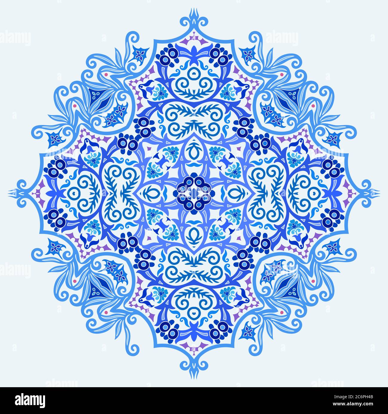 Vector blue decorative floral ethnic illustration Stock Vector Image ...