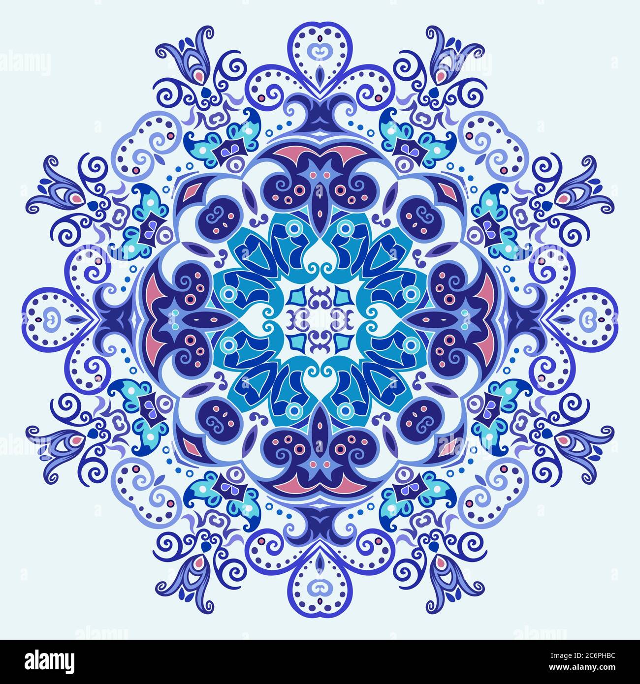 Vector blue decorative floral ethnic illustration Stock Vector Image ...