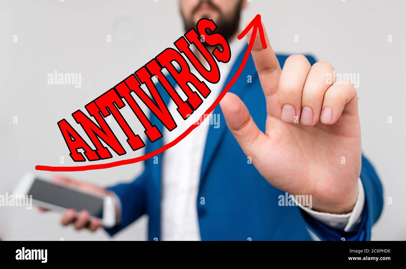 Writing note showing Antivirus. Business concept for suitable for the ...
