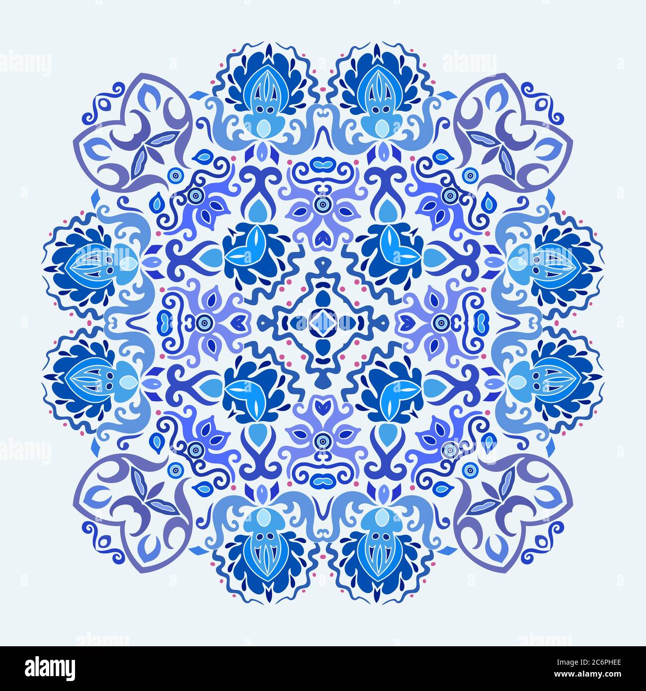 Vector blue decorative floral ethnic illustration Stock Vector Image ...