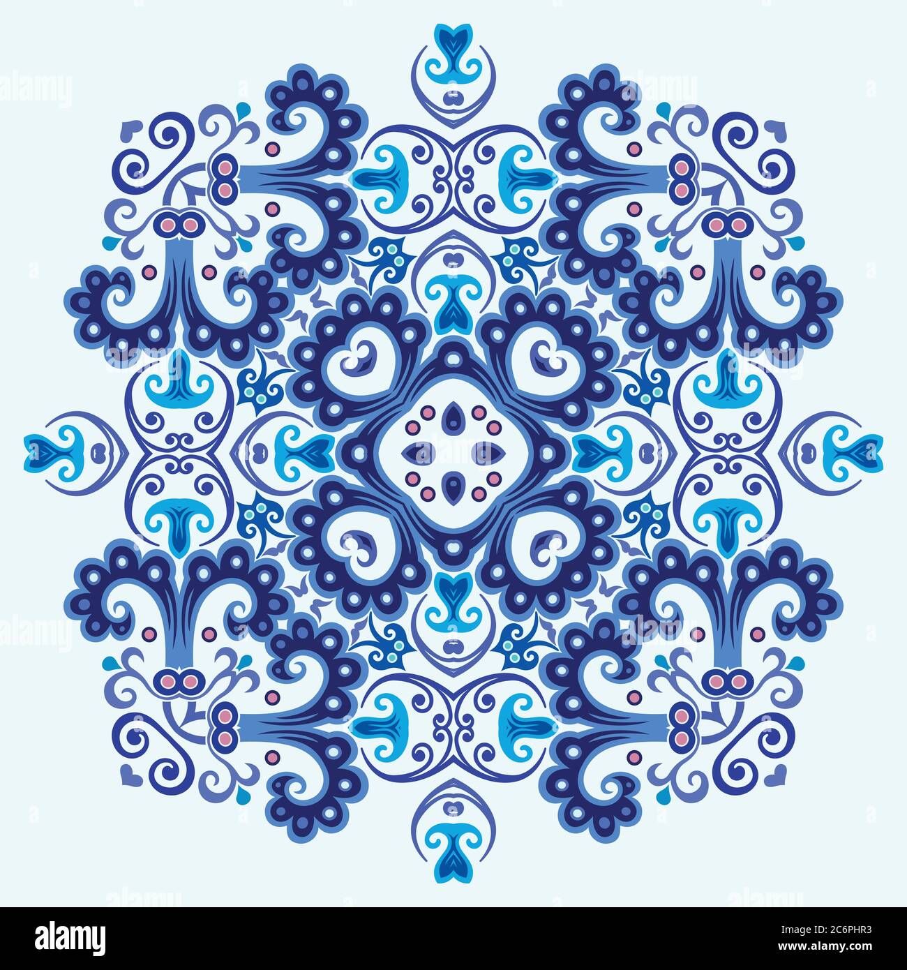 Vector blue decorative floral ethnic illustration Stock Vector Image ...