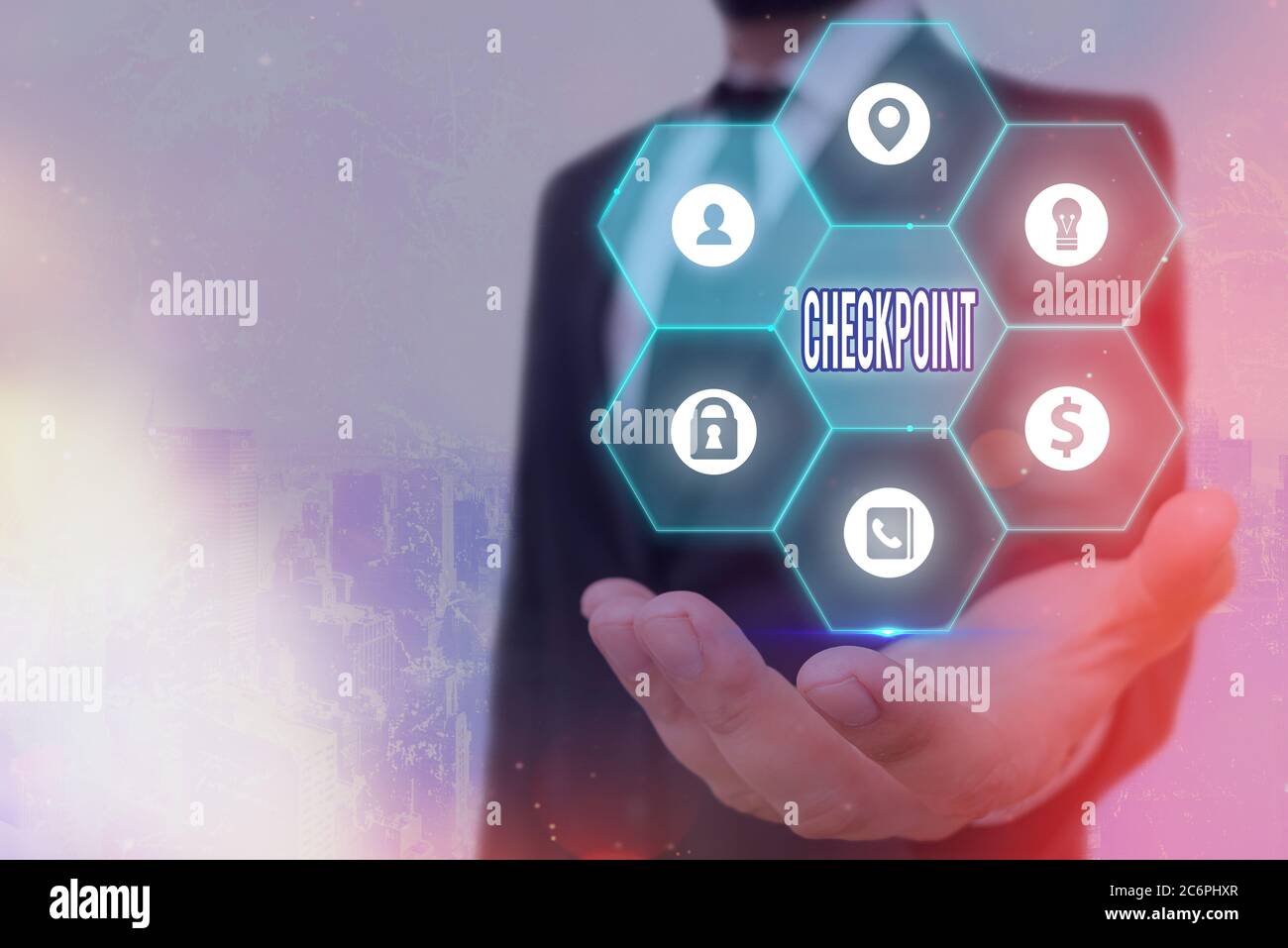 Handwriting text writing Checkpoint. Conceptual photo manned entrance ...