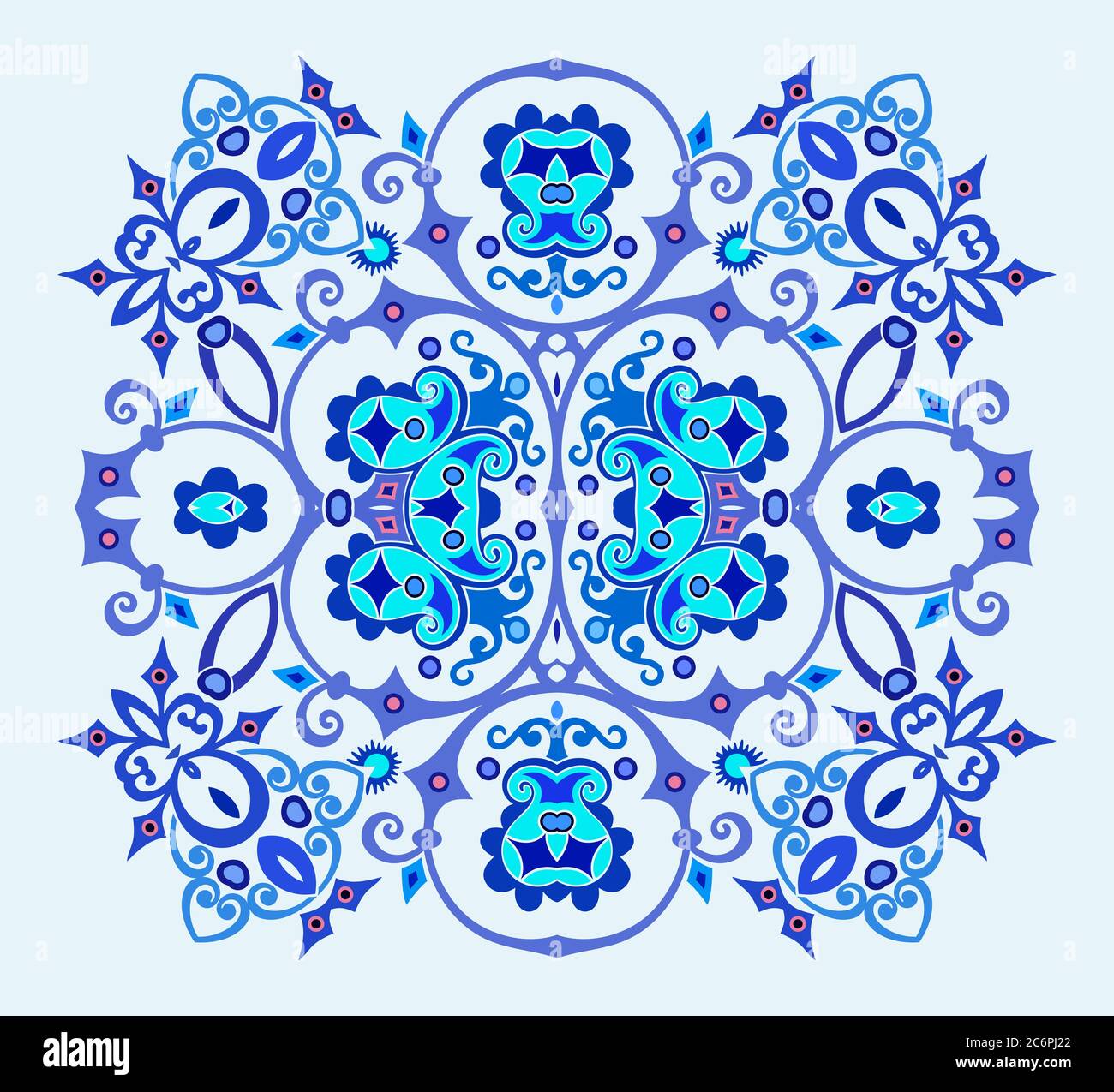 Vector blue decorative floral ethnic illustration Stock Vector Image ...