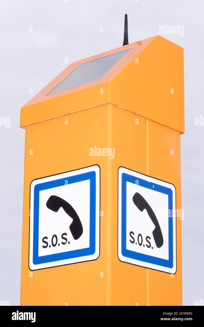 Emergency telephone sign hi-res stock photography and images - Alamy