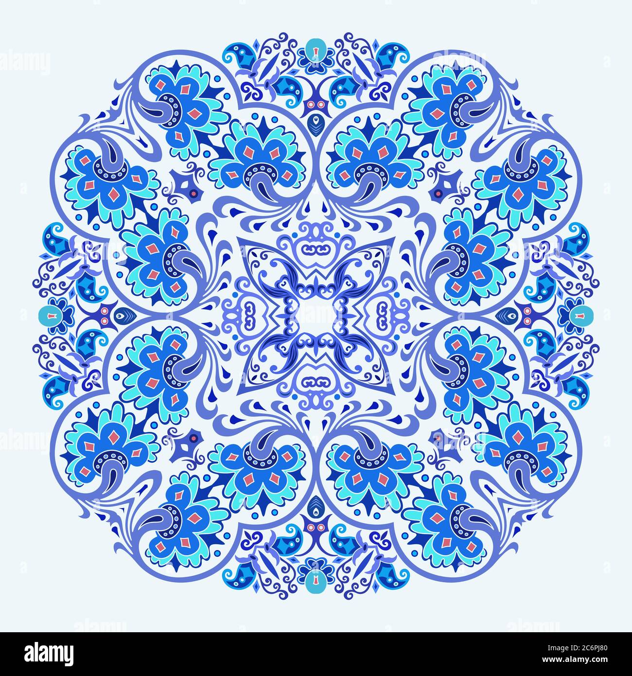 Vector blue decorative floral ethnic illustration Stock Vector Image ...