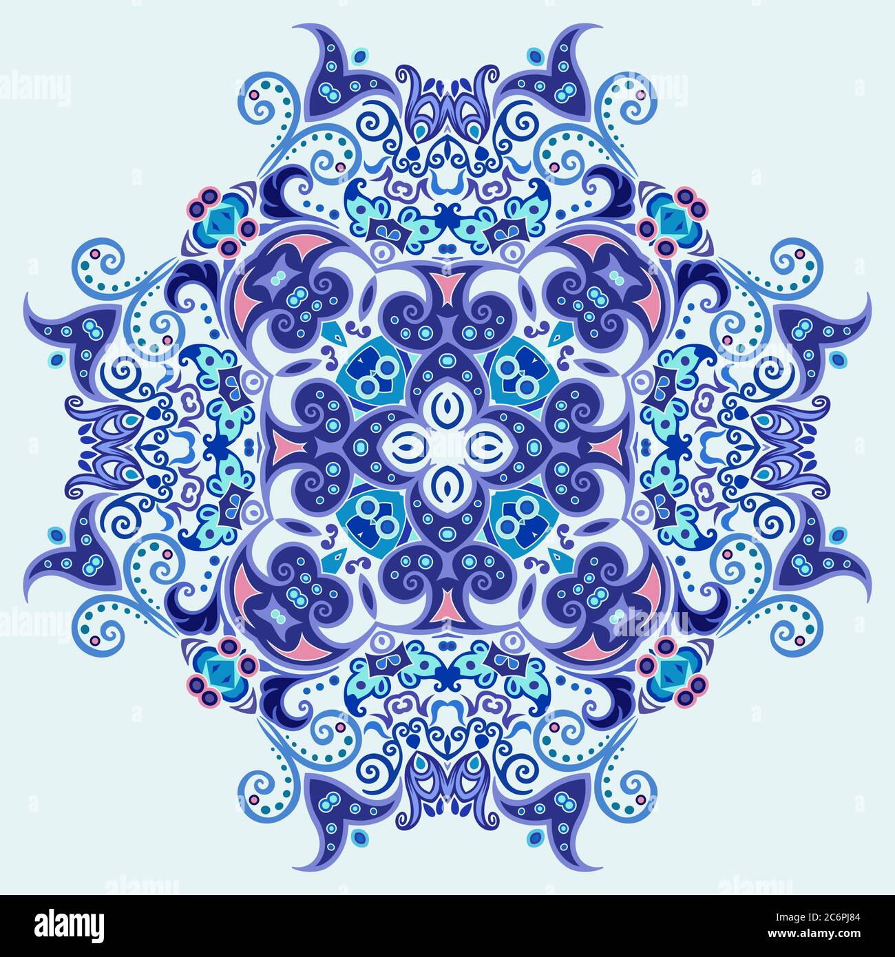 Vector blue decorative floral ethnic illustration Stock Vector Image ...