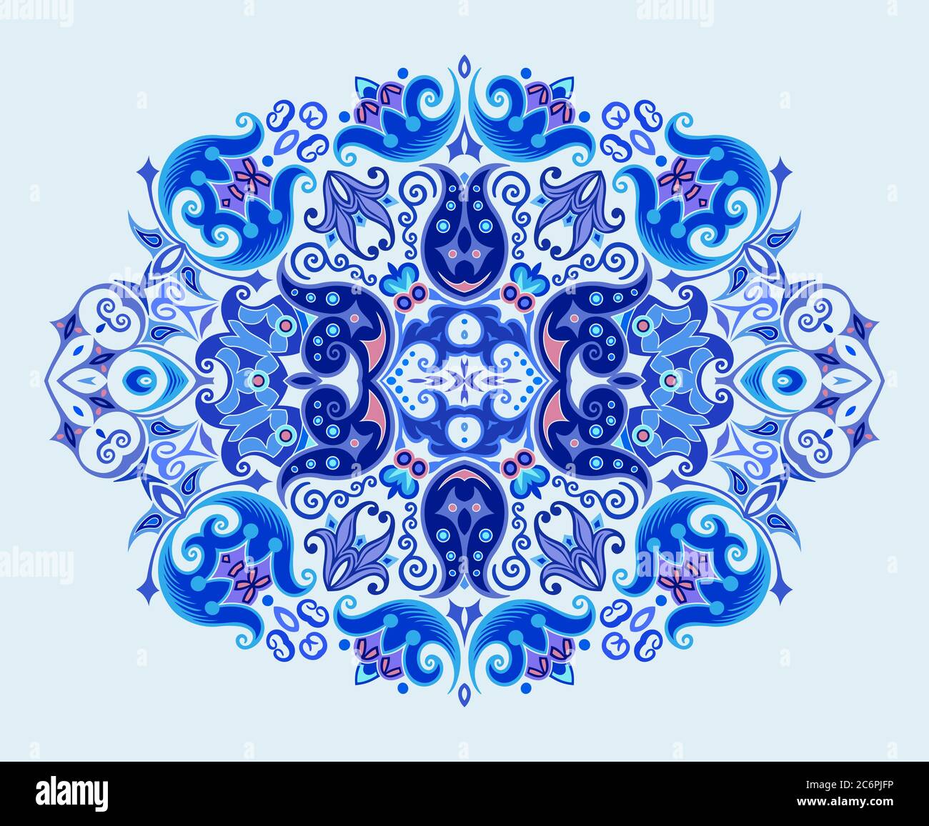 Vector blue decorative floral ethnic illustration Stock Vector Image ...