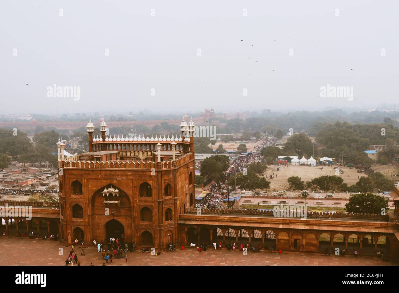 Top view of city. Old delhi from jama masjid. Crowded city Stock Photo ...