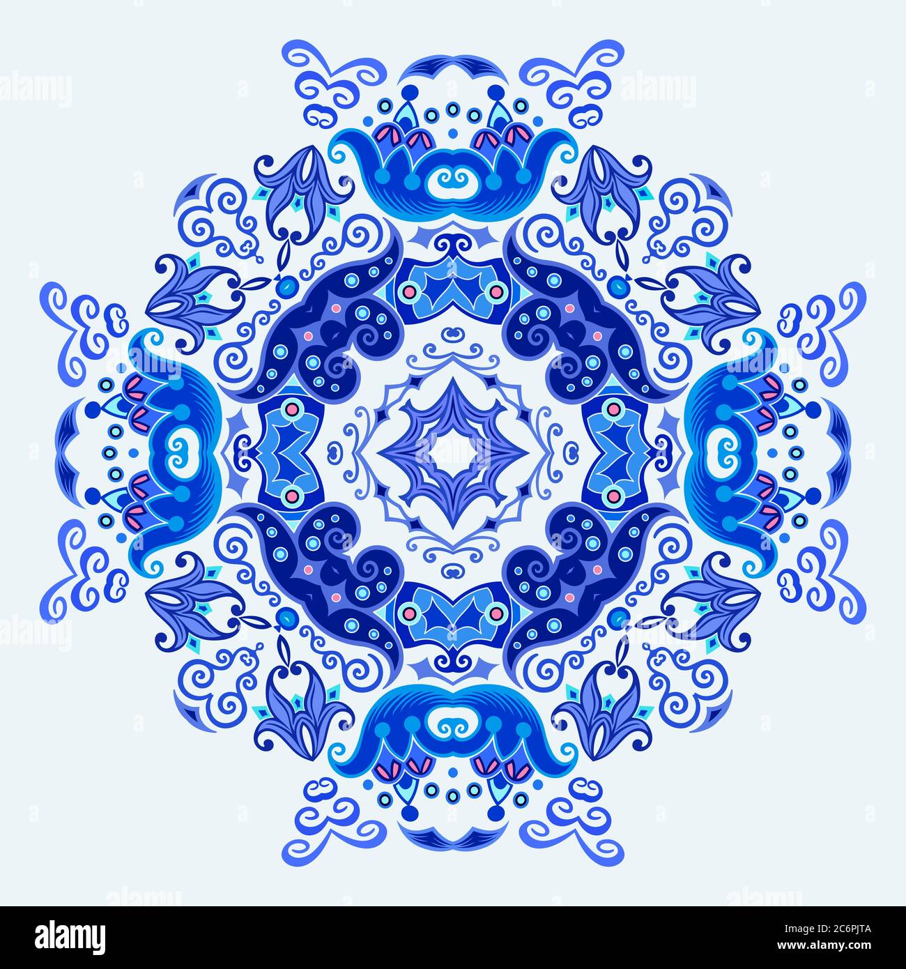 Vector blue decorative floral ethnic illustration Stock Vector Image ...