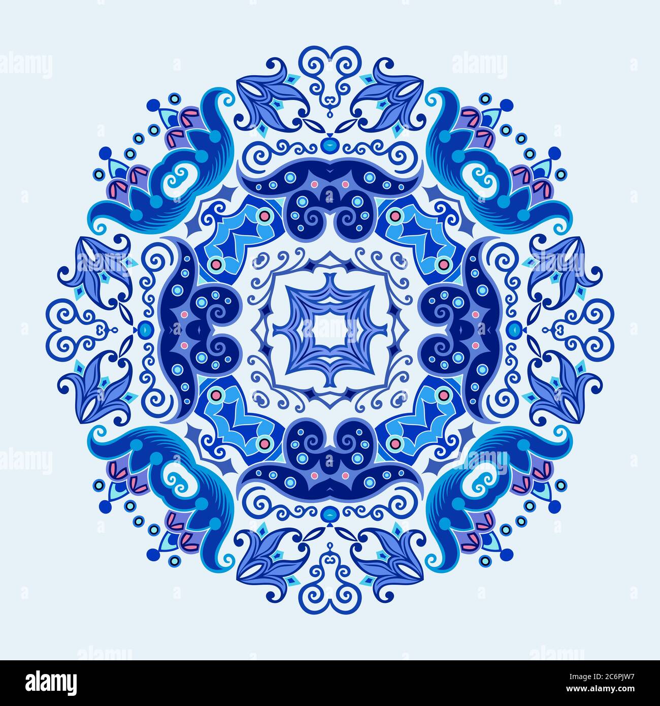 Vector blue decorative floral ethnic illustration Stock Vector Image ...