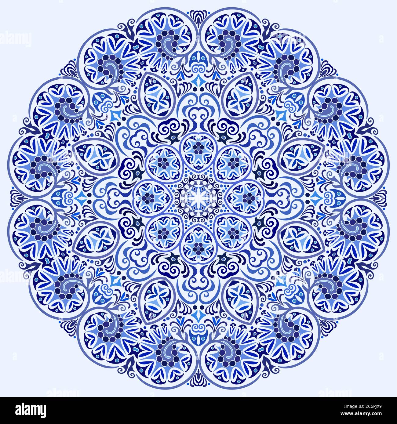 Vector blue decorative floral ethnic illustration Stock Vector Image ...