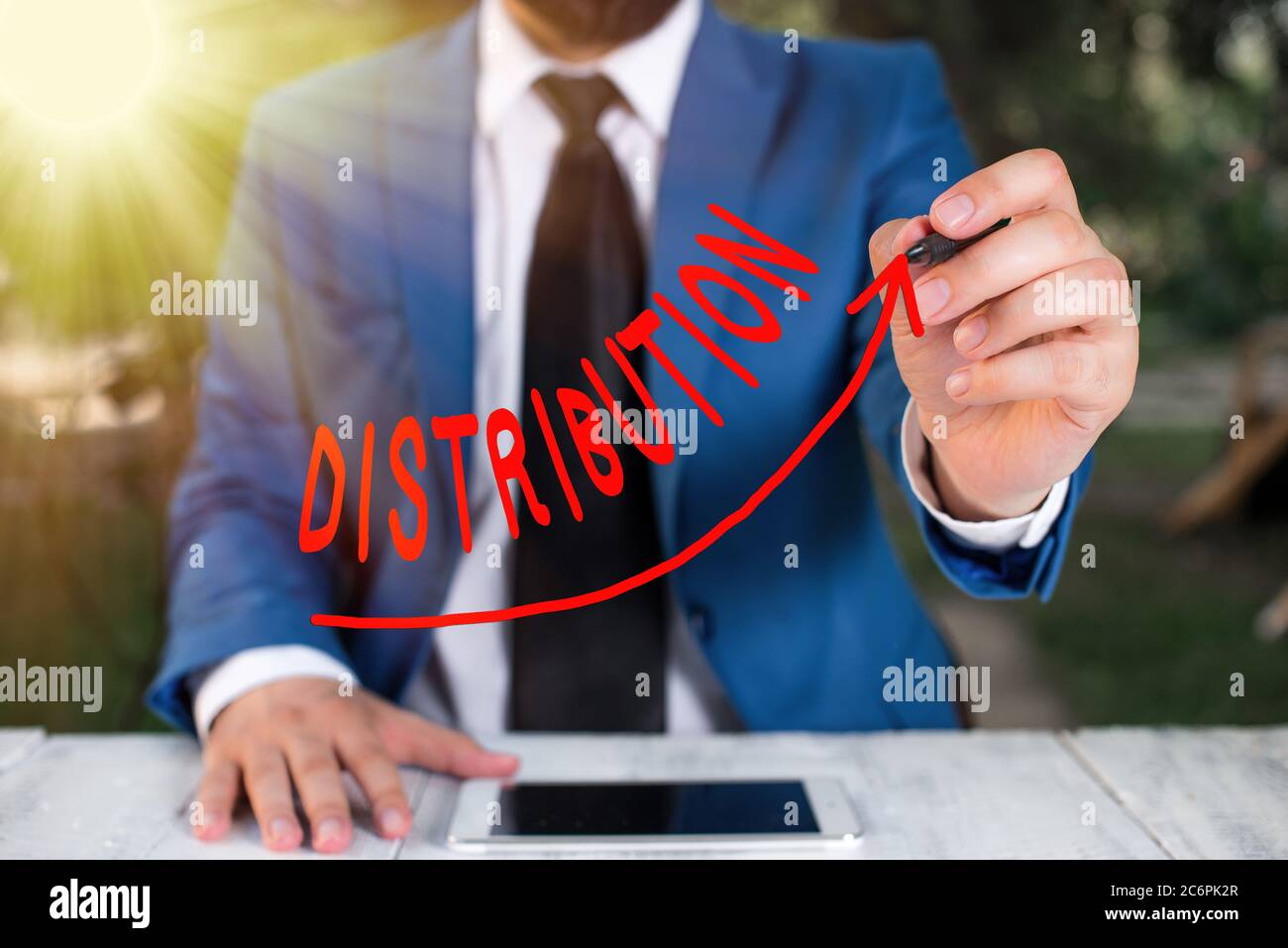 Text sign showing Distribution. Business photo text the behavior of ...