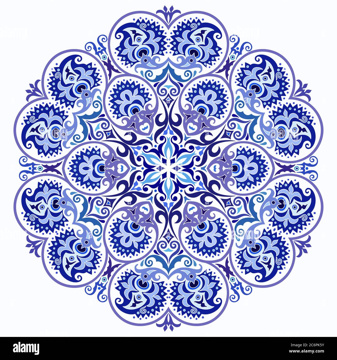 Vector blue decorative floral ethnic illustration Stock Vector Image ...