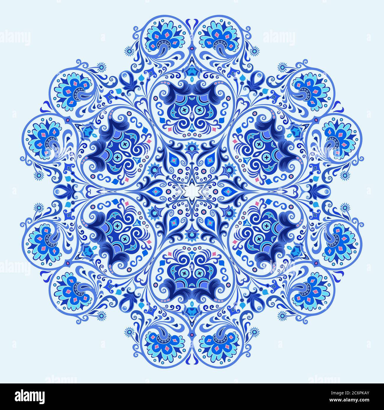 Vector blue decorative floral ethnic illustration Stock Vector Image ...