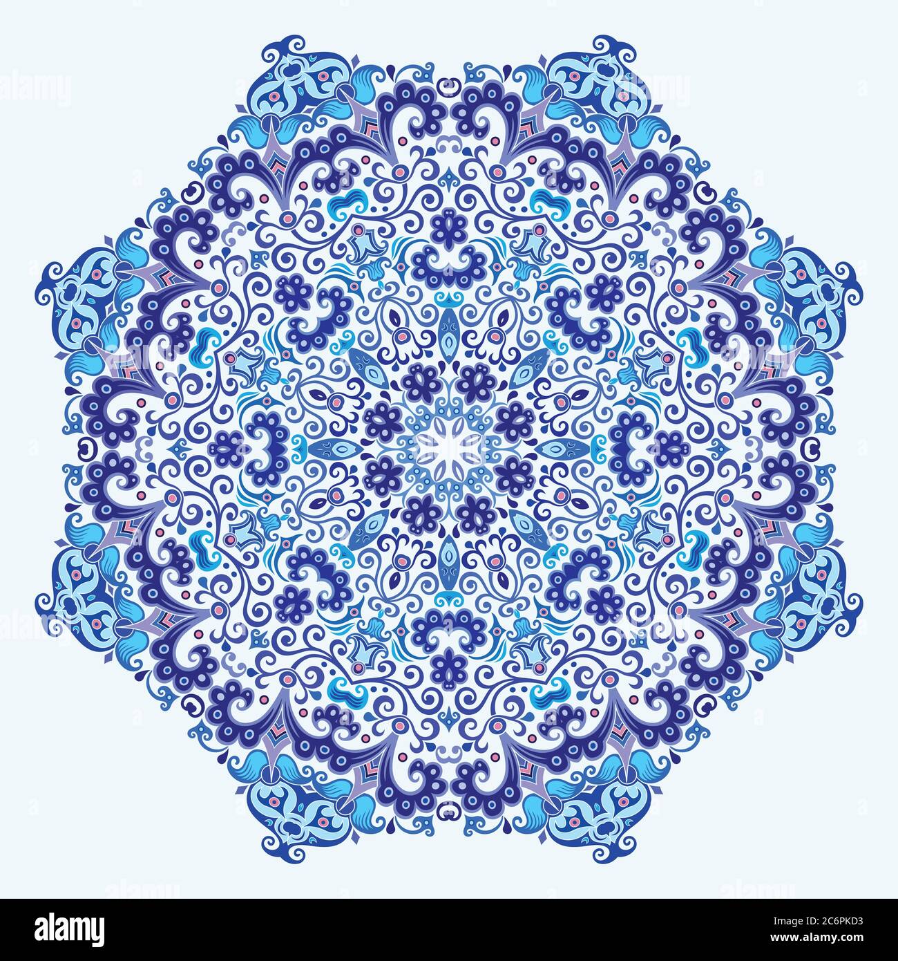 Vector blue decorative floral ethnic illustration Stock Vector Image ...