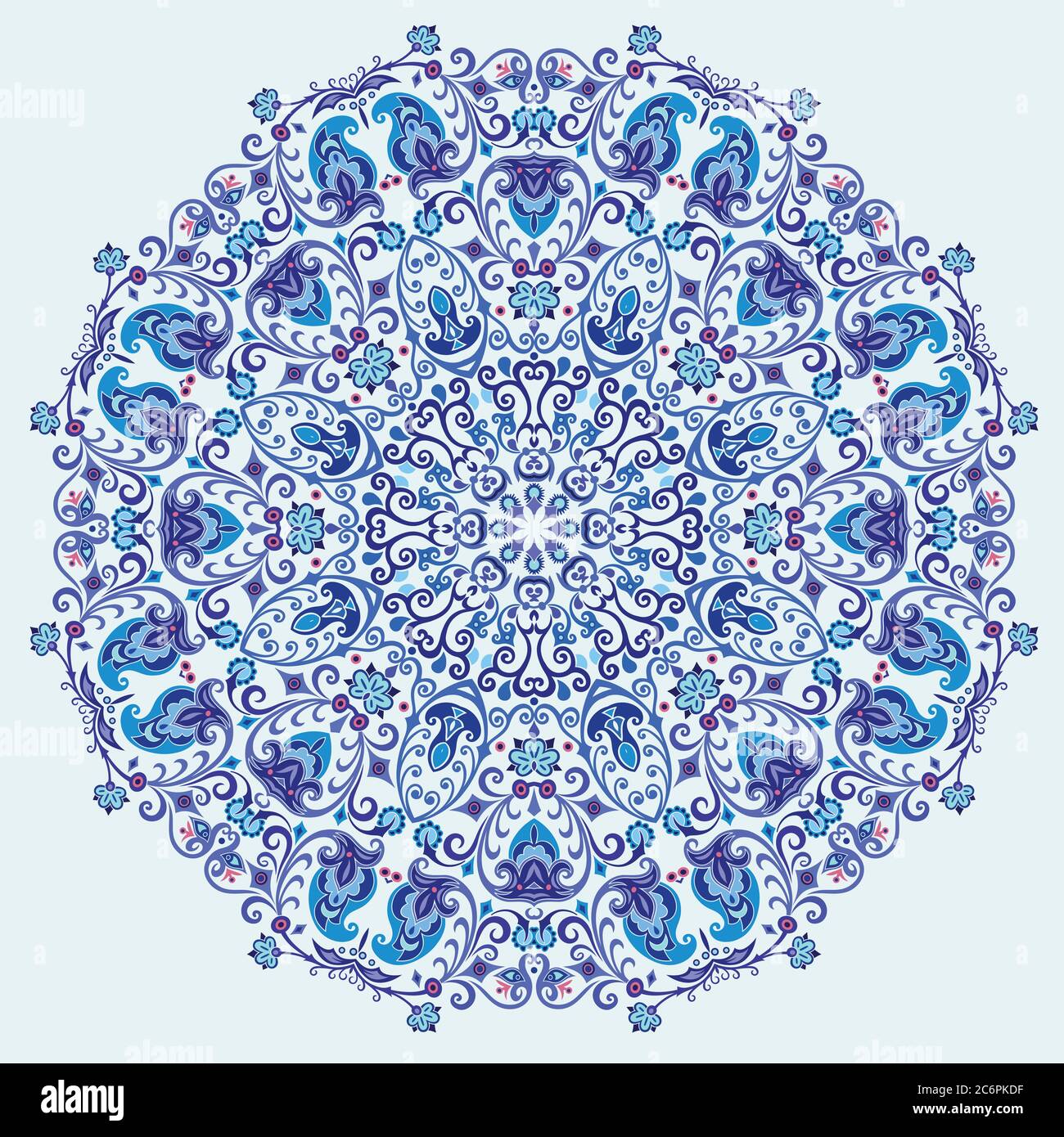 Vector blue decorative floral ethnic illustration Stock Vector Image ...