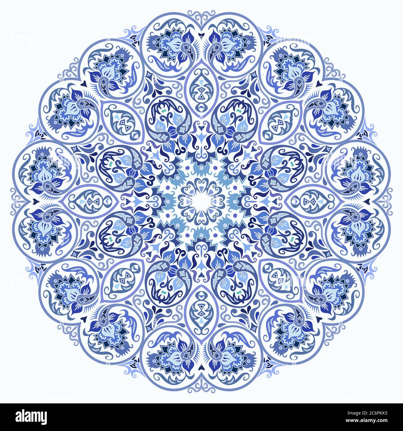 Vector blue decorative floral ethnic illustration Stock Vector Image ...