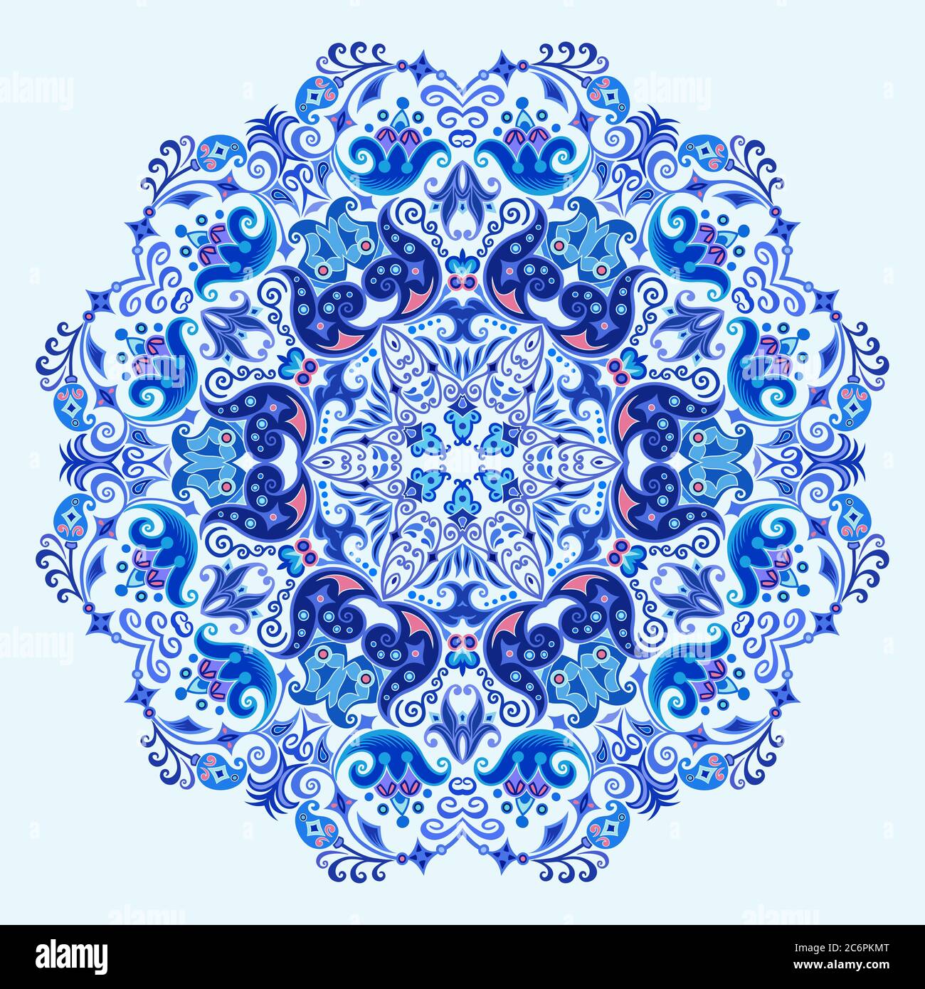 Vector blue decorative floral ethnic illustration Stock Vector Image ...