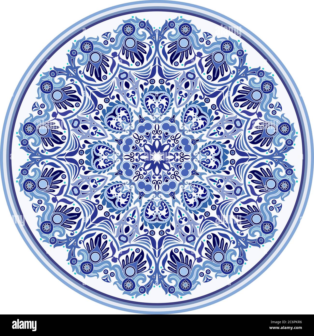 Vector blue decorative floral ethnic illustration Stock Vector Image ...