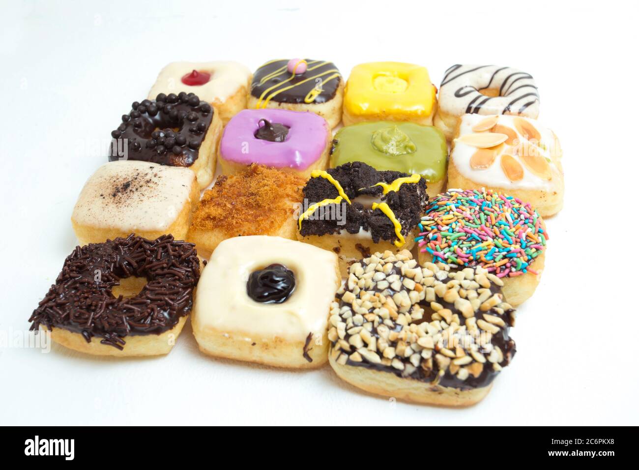 Colorful Donuts Set Isolated on White. Different type of donuts Stock ...