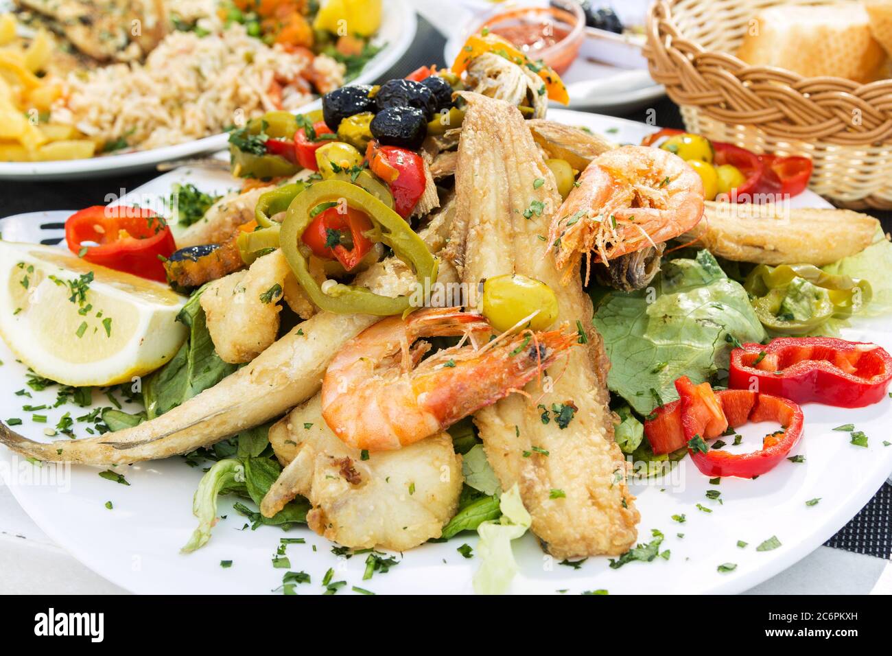 Sea food dish from Casablanca, Moroco in Mediterranean style Stock ...