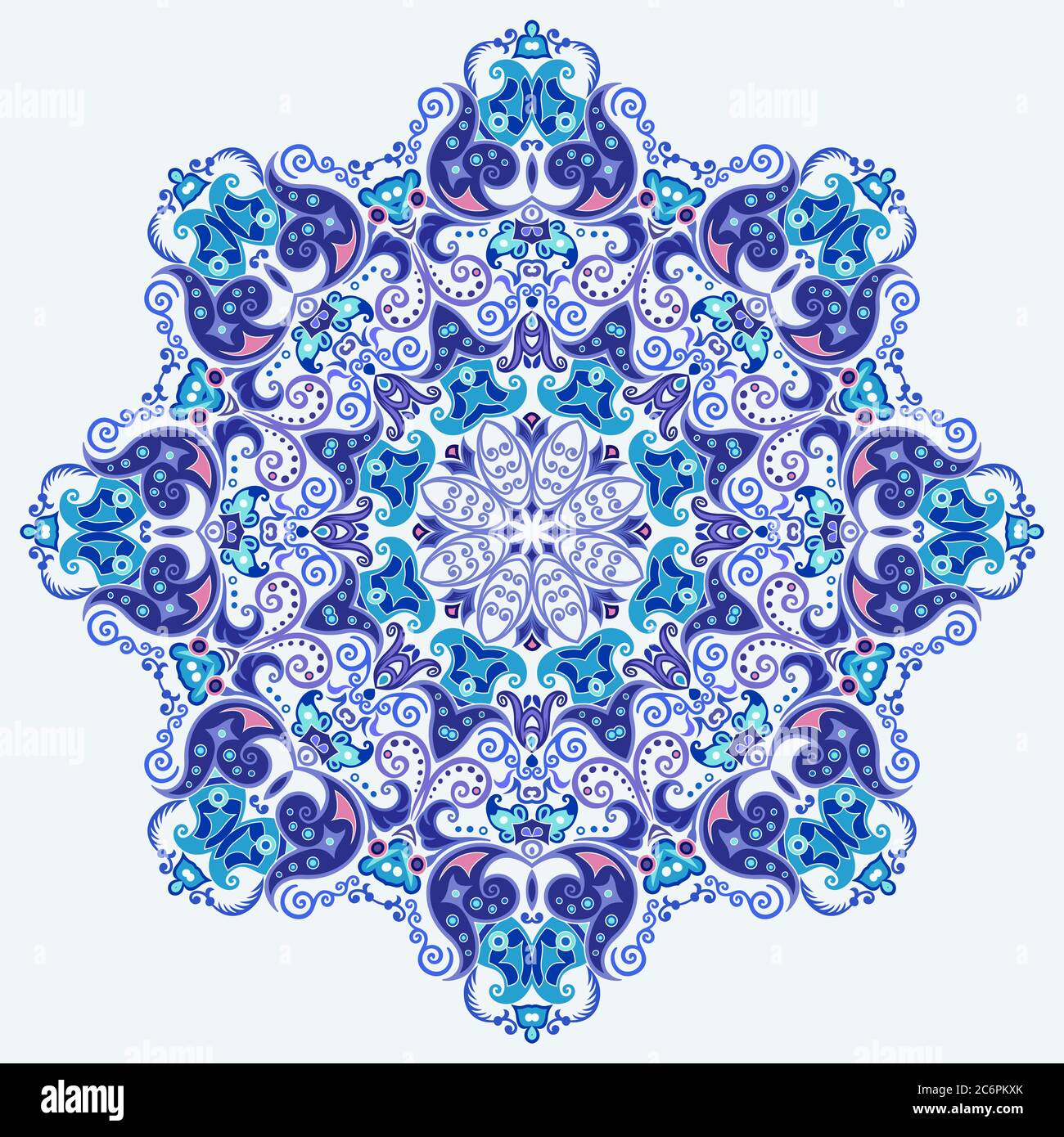 Vector blue decorative floral ethnic illustration Stock Vector Image ...