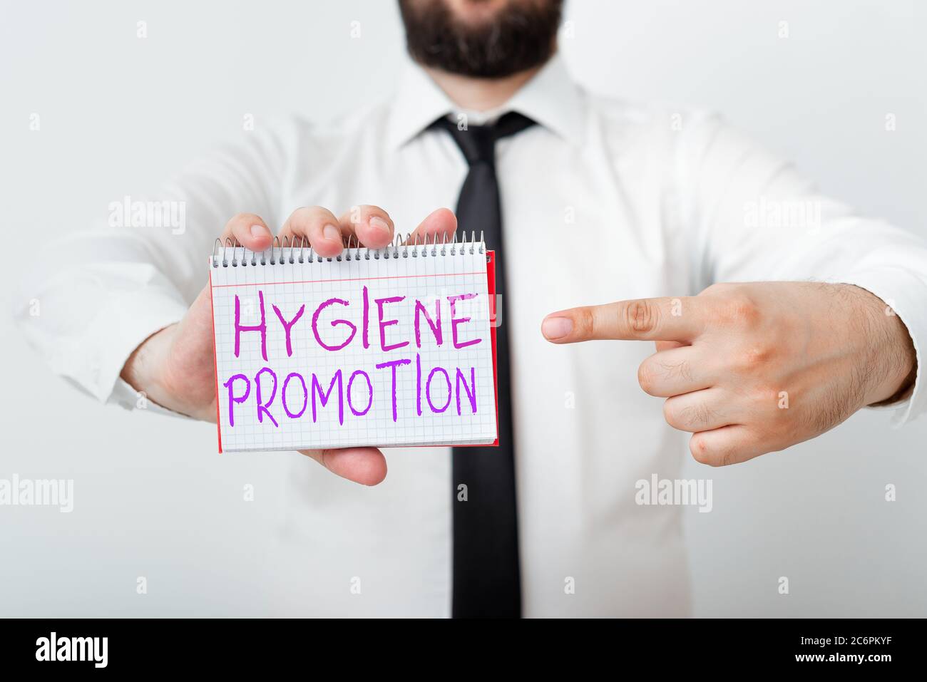 Writing note showing Hygiene Promotion. Business concept for systematic ...