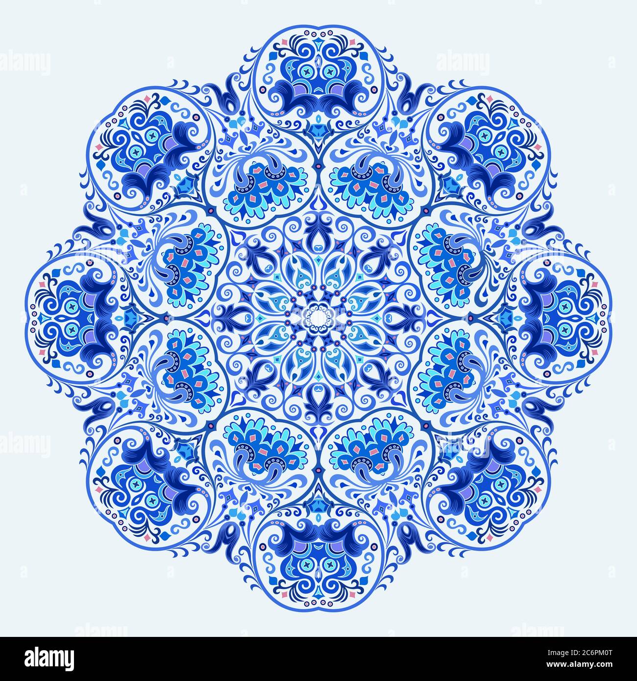 Vector blue decorative floral ethnic illustration Stock Vector Image ...