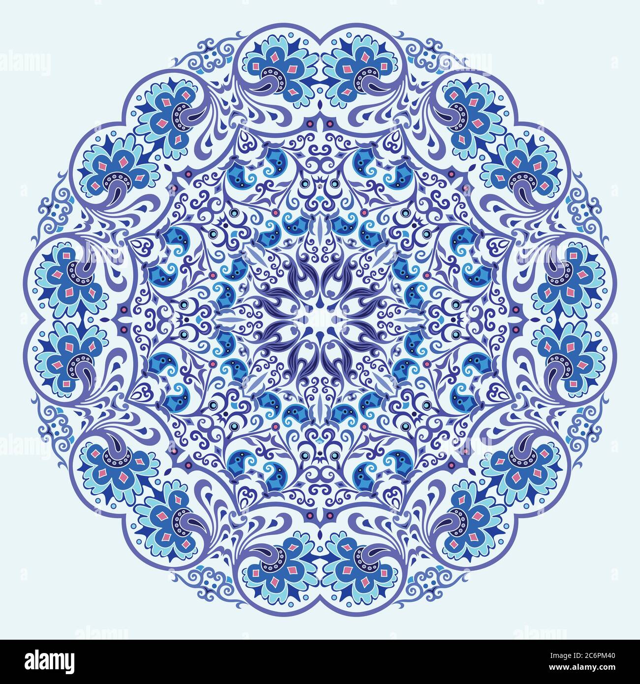 Vector blue decorative floral ethnic illustration Stock Vector Image ...