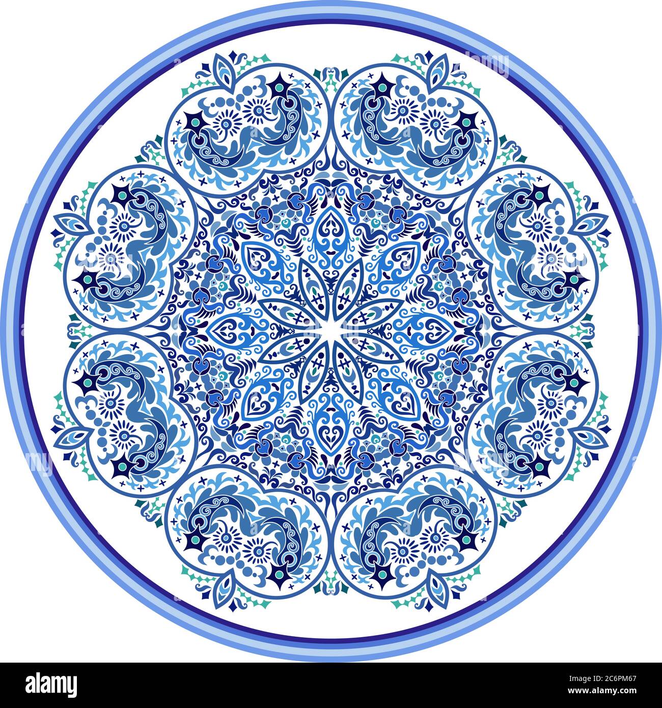 Vector blue decorative floral ethnic illustration Stock Vector Image ...