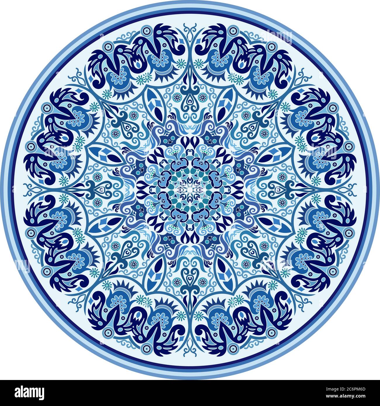 Vector blue decorative floral ethnic illustration Stock Vector Image ...
