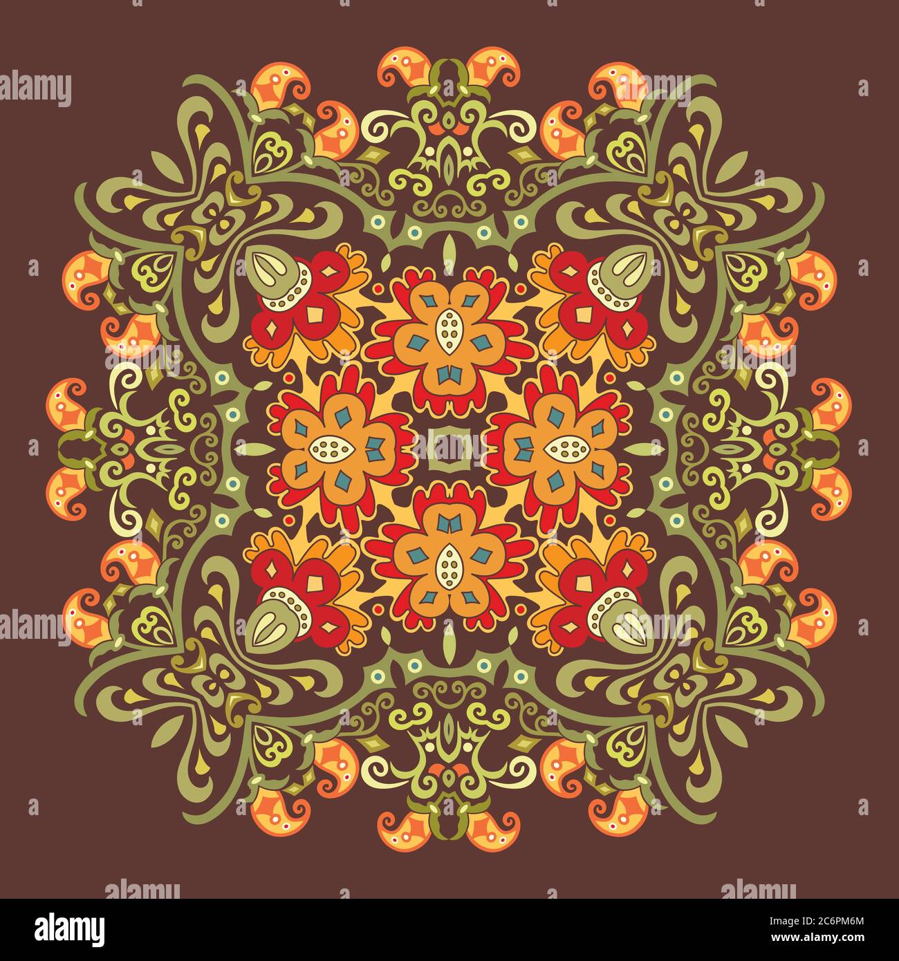 Vector ethnic abstract flower illustration Stock Vector Image & Art - Alamy