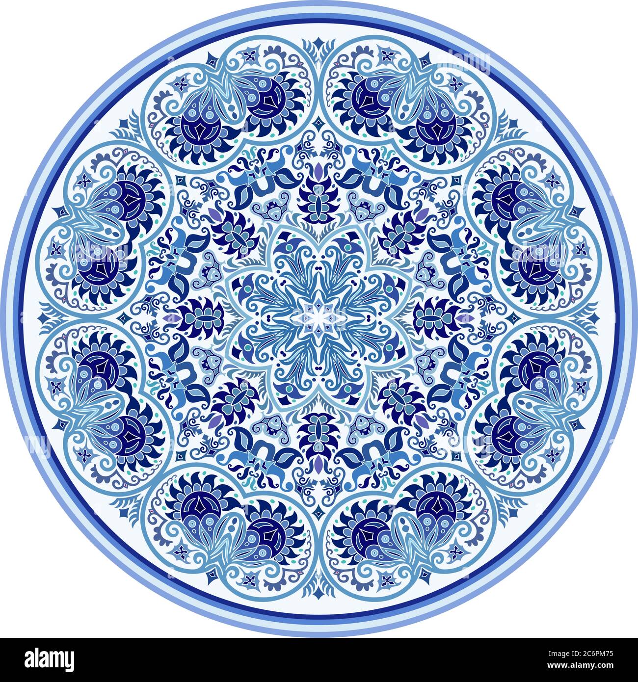 Vector blue decorative floral ethnic illustration Stock Vector Image ...