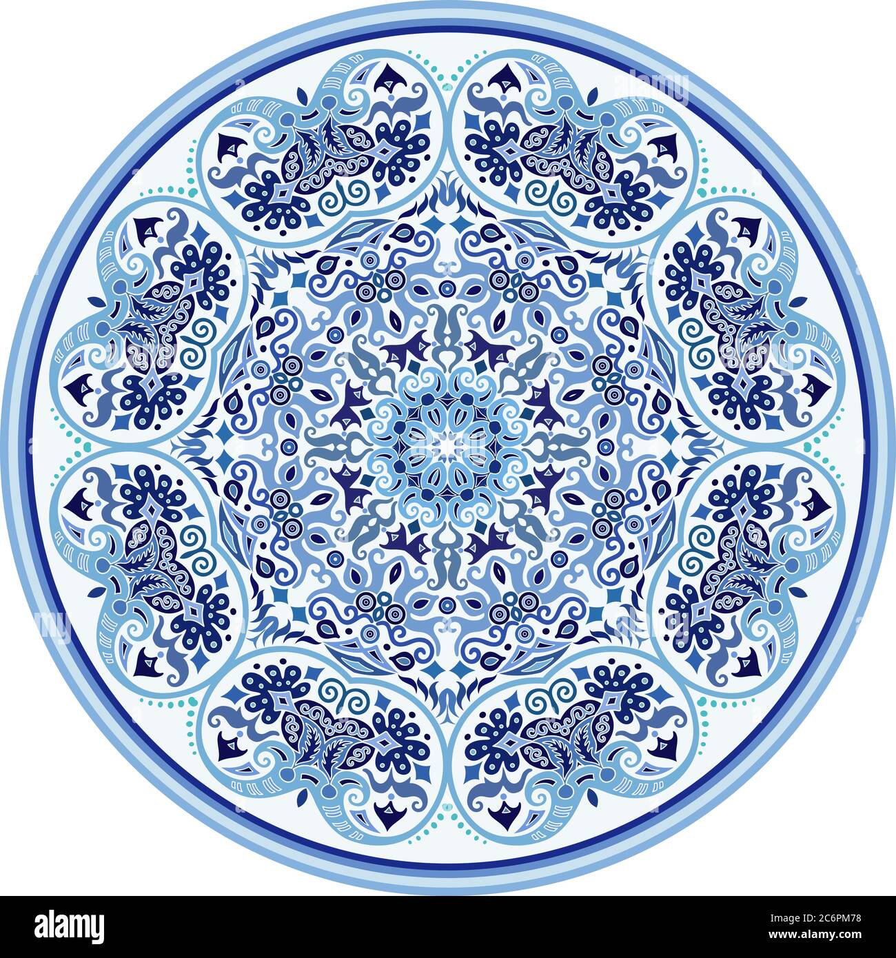 Vector blue decorative floral ethnic illustration Stock Vector Image ...
