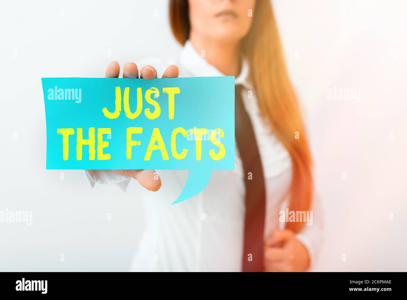 Writing note showing Just The Facts. Business concept for to have the ...