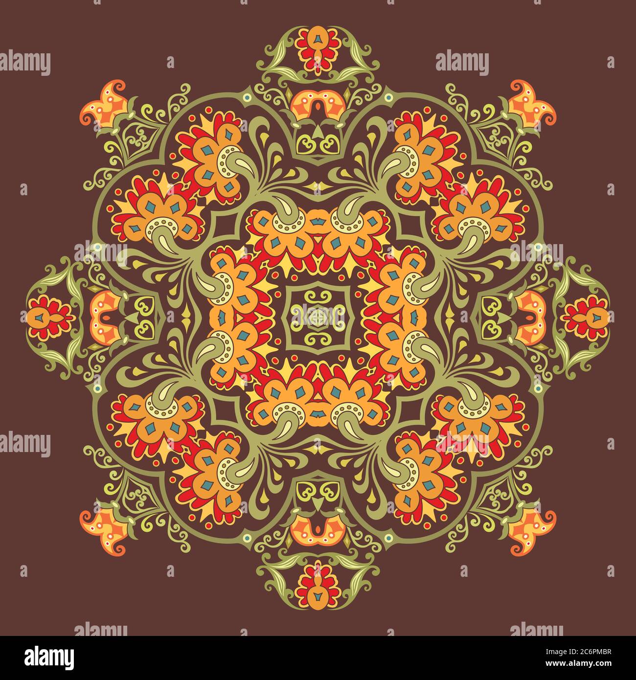 Vector ethnic abstract flower illustration Stock Vector Image & Art - Alamy