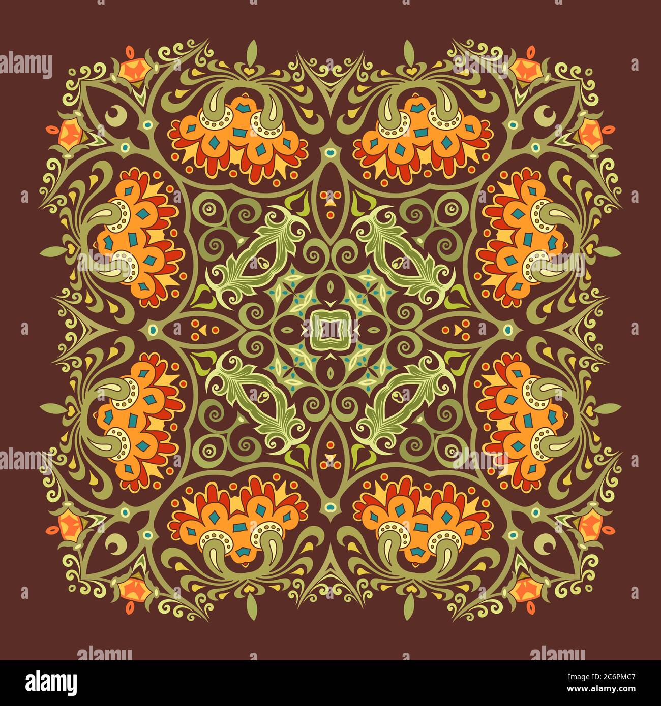 Vector ethnic abstract flower illustration Stock Vector Image & Art - Alamy