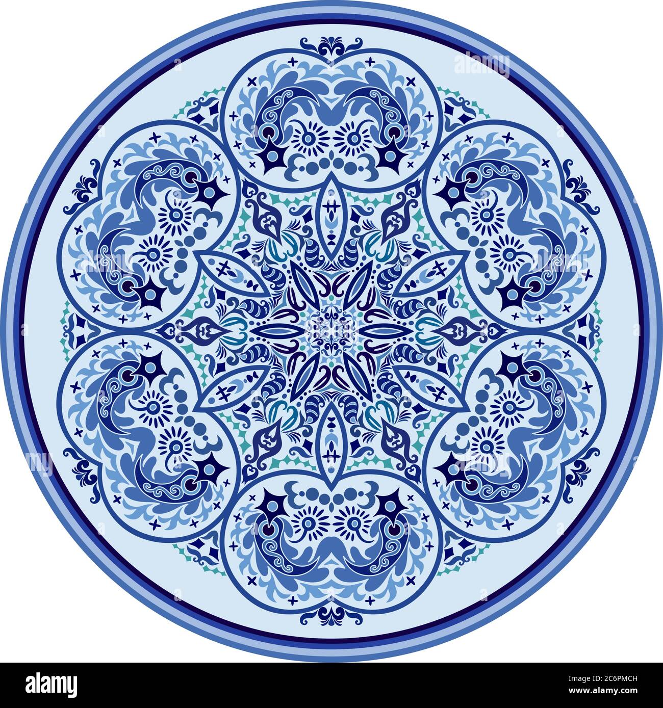 Vector blue decorative floral ethnic illustration Stock Vector Image ...