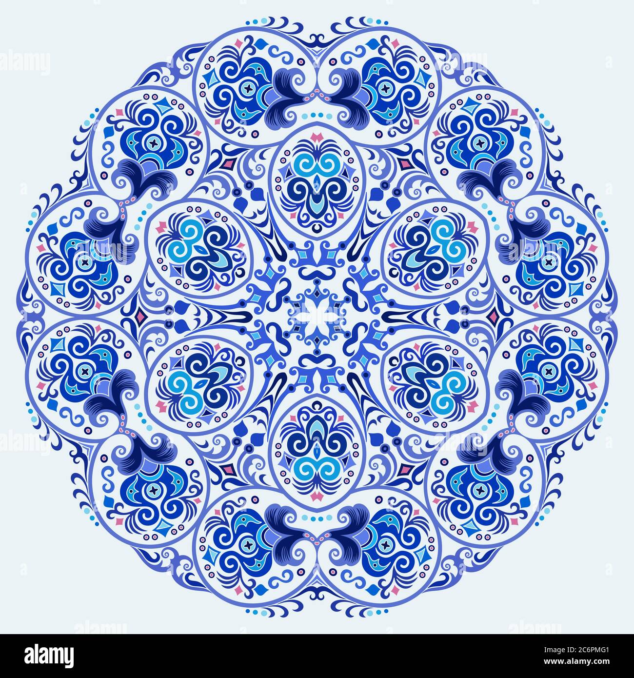 Vector blue decorative floral ethnic illustration Stock Vector Image ...