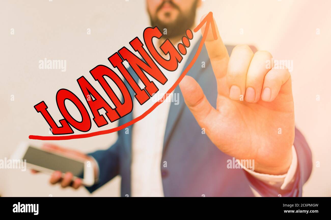 Writing note showing Loading.... Business concept for applying an extra ...