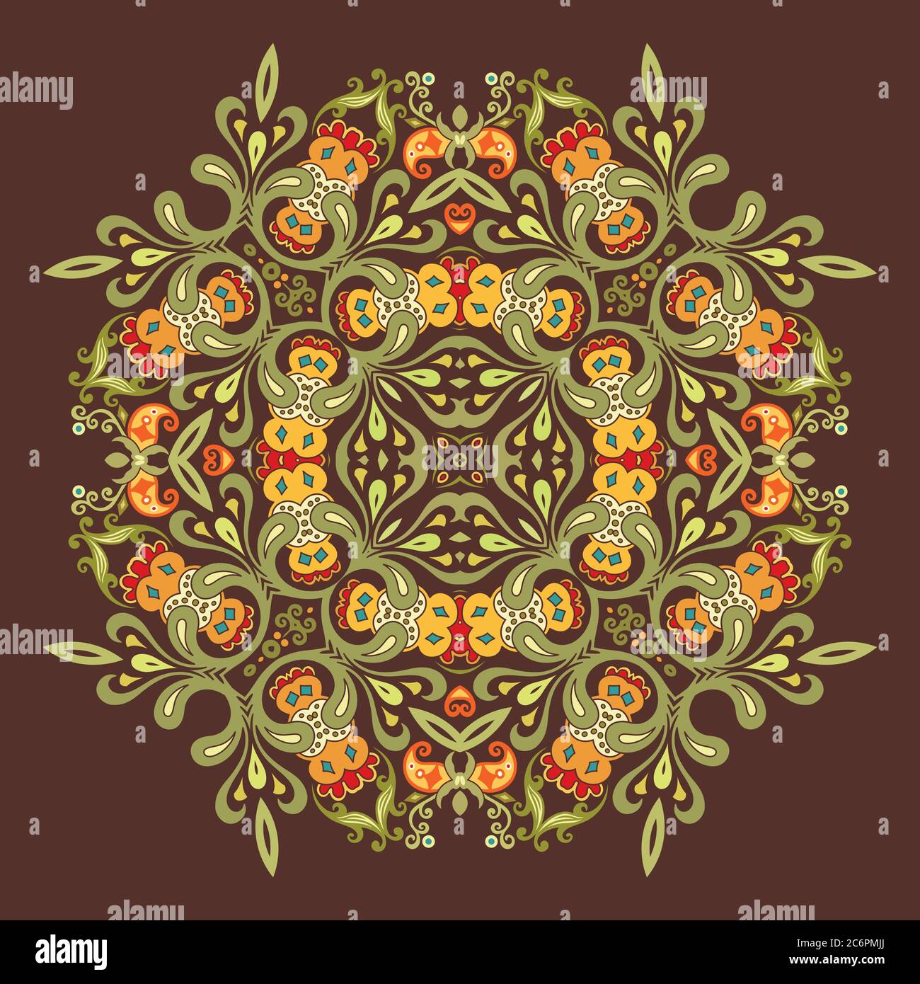 Vector ethnic abstract flower illustration Stock Vector Image & Art - Alamy